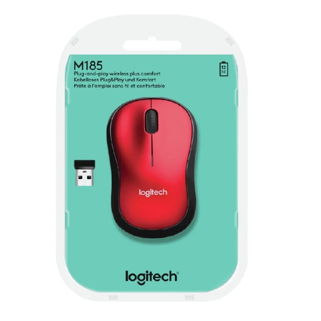 MOUSE LOGITECH M185 RED WIRELESS – MLX