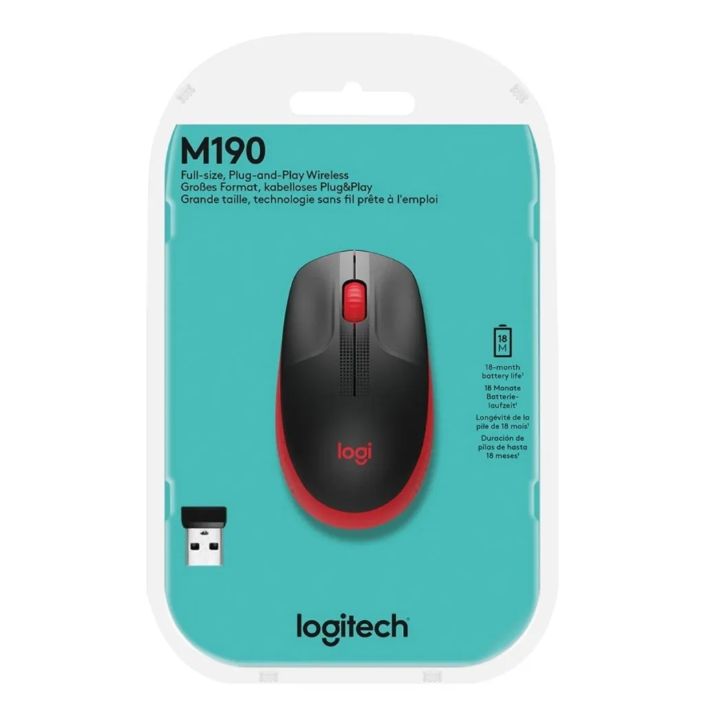 MOUSE LOGITECH M190 WIRELESS BLACK/RED – MLX