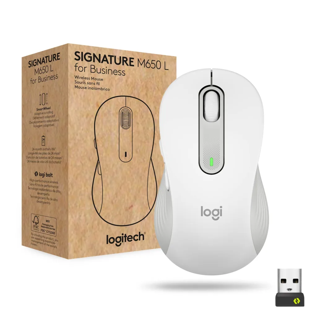 MOUSE LOGITECH M650 SIGNATURE LARGE WIRELESS WHITE – MLX